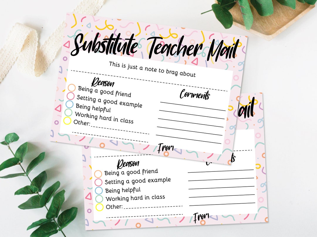 Note From the Substitute Teacher, Teacher Mail, Substitute Teacher ...