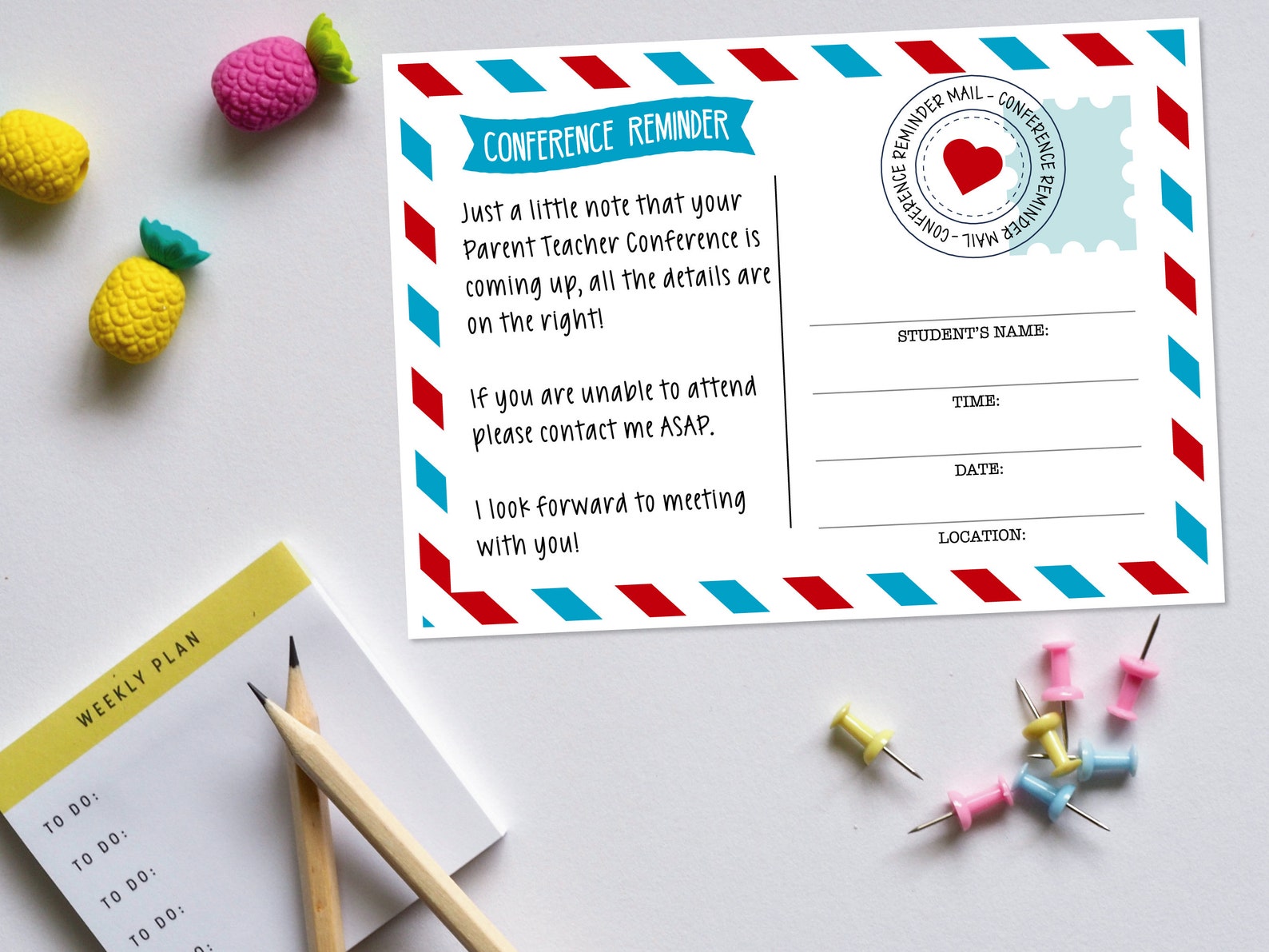 Airmail Parent Teacher Conference Reminder, Teacher Mail, Note From the ...