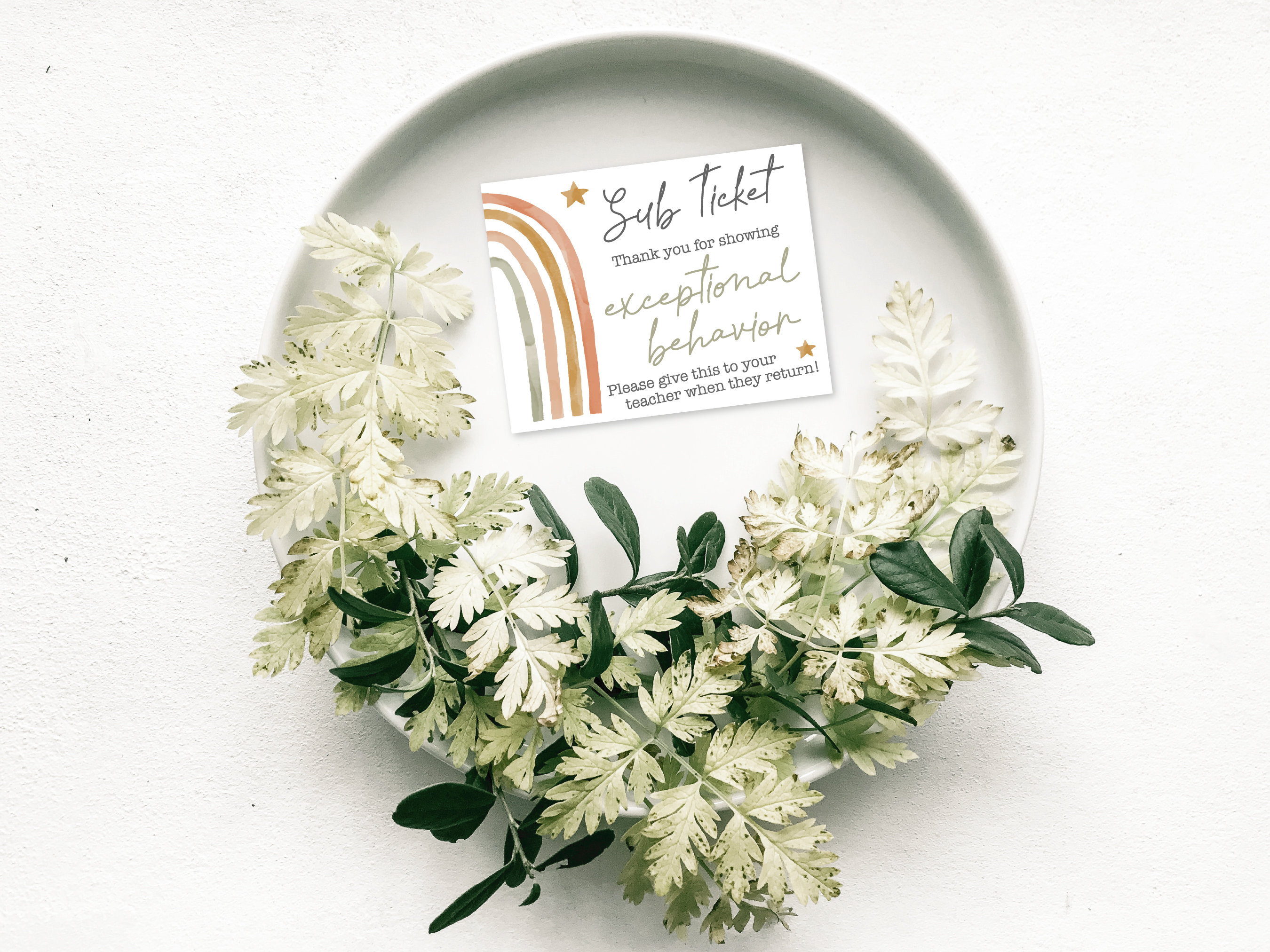 Boho Teacher Resources Sub Ticket Printable, Substitute Teacher ...