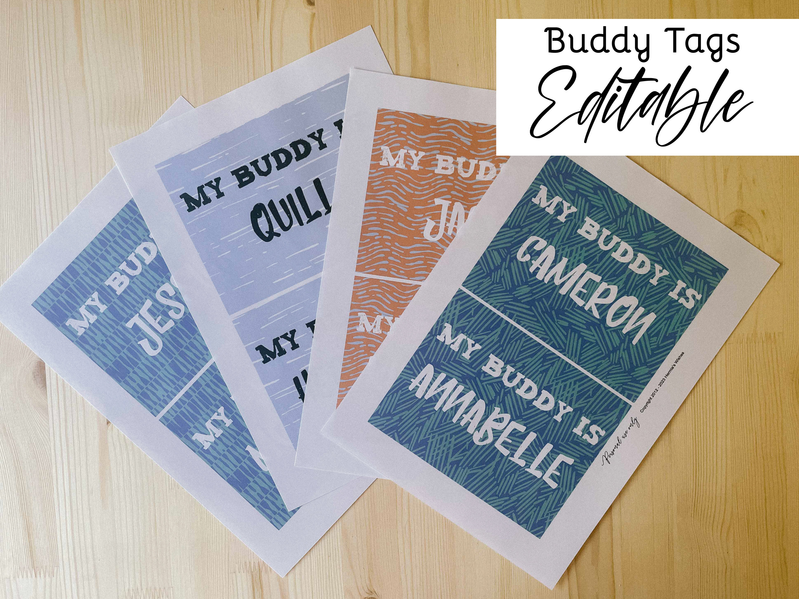 Editable Buddy Tags, Classroom Printables, Building Happy Kids, Prep ...
