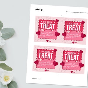 Such A Treat Having You as A Student Valentine's Day Tags, From Teacher ...