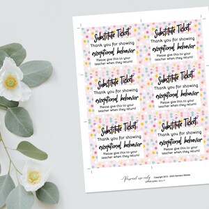 Sub Ticket Printable, Parent Communication, Substitute Teacher, Student ...