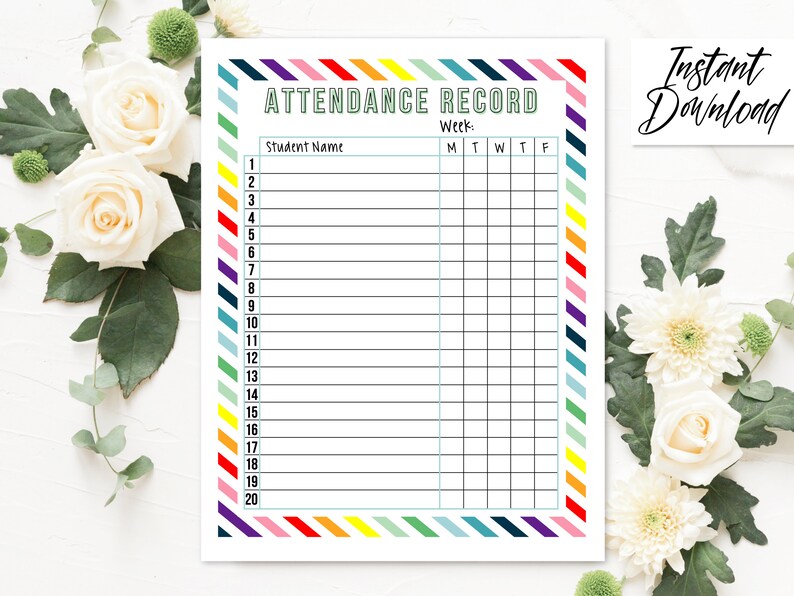 Homeschool Planner, Classroom Attendance Sheet, Teacher Log, Digital ...