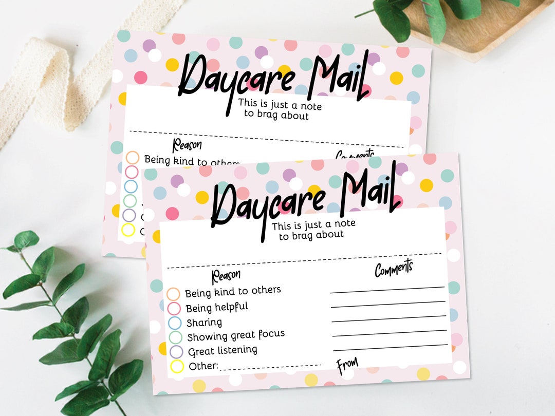 Daycare Mail, Note From Daycare Teacher, Daycare Report, Preschool ...