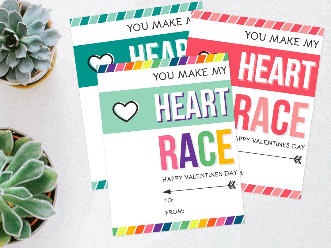 You Make My Heart Race Hot Wheels, Valentine's Day Gift Cards, DIY Tags ...