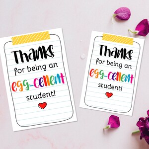 Eggcellent Student Thank You Printable Tag, Graduation Gift, Egg ...