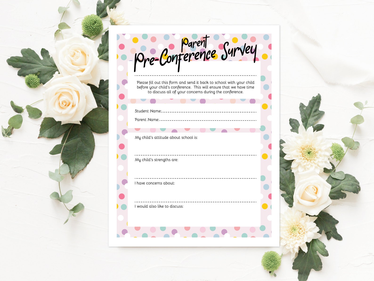 Parent Teacher Pre Conference Survey, Teacher Resource, Teacher ...