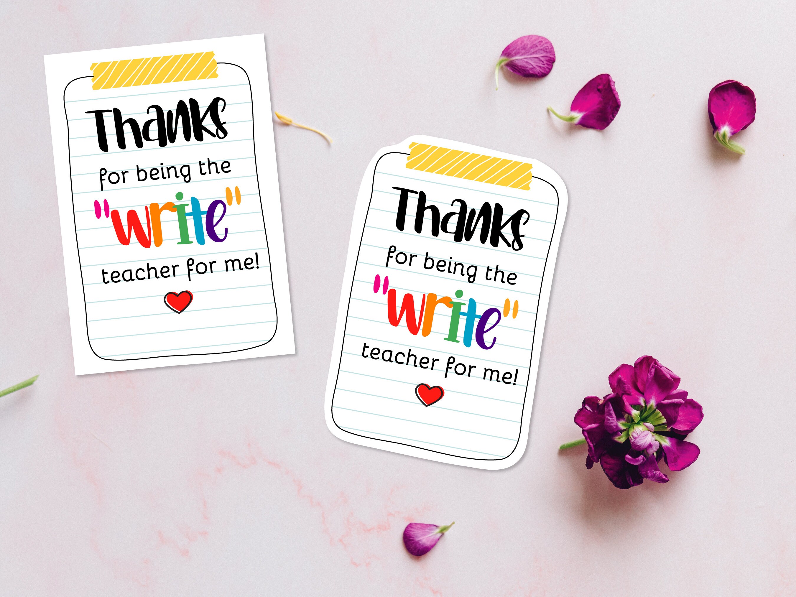 Teacher Appreciation Printable Tag, Write Teacher, Teacher Thank You ...