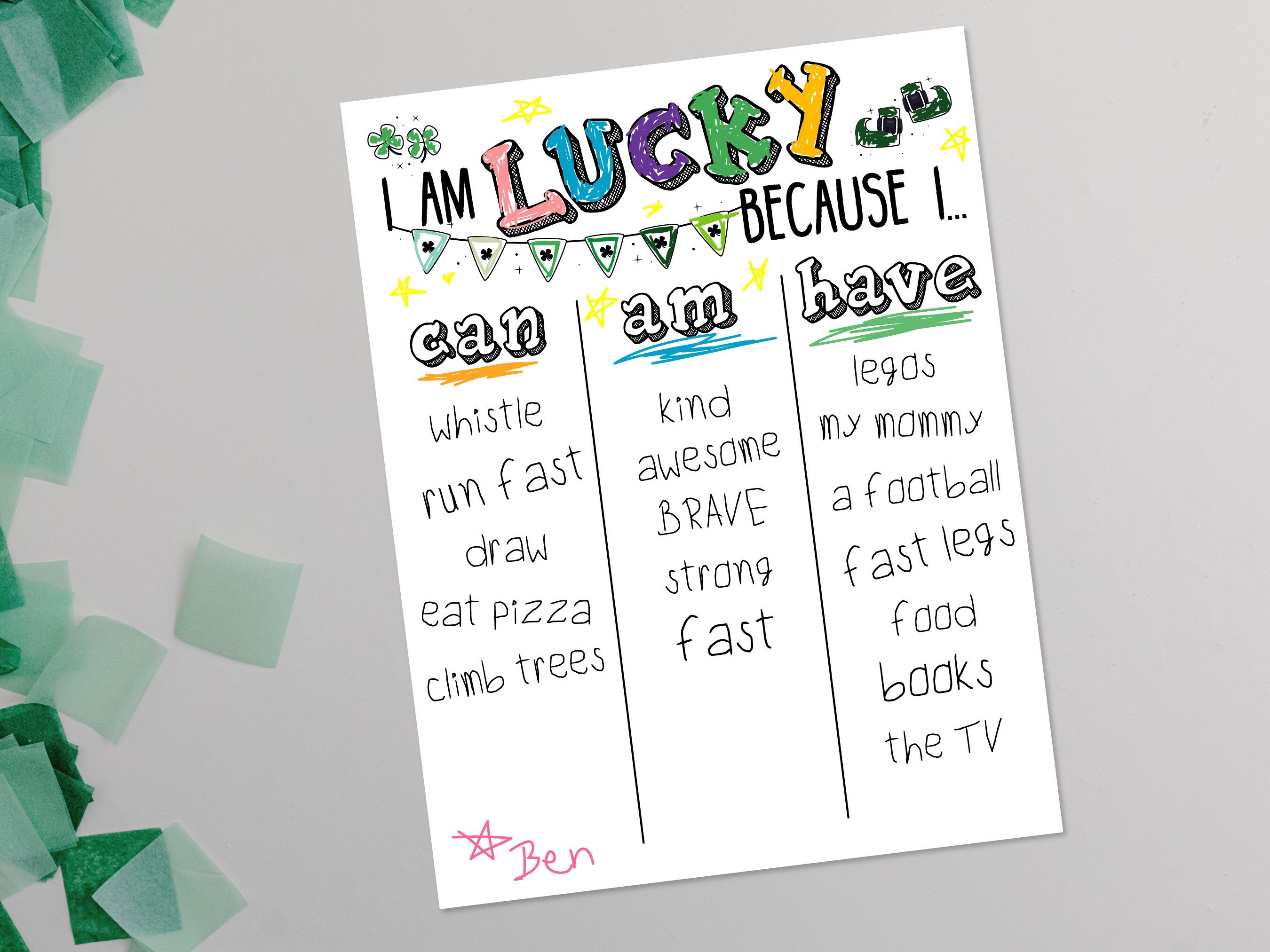 St Patrick's Day Classroom Activities, I Am Lucky Because I Can, Am ...