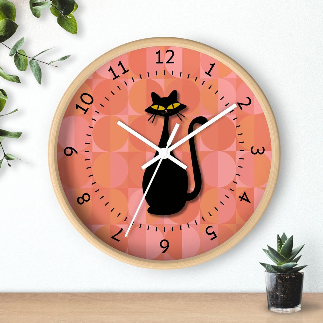 Retro Cat Wall Clock, Atomic Cat Decor, Mid Century Style, Home Decor ...
