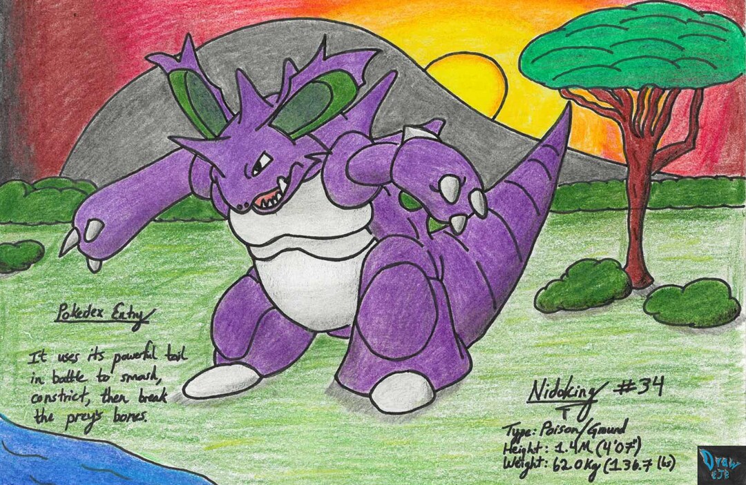 Nidoking Digital Print - Etsy