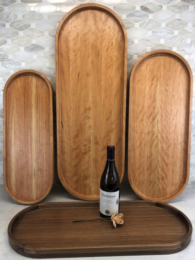 Walnut Oval Wood Tray / Charcuterie Board / Serving Tray - Etsy