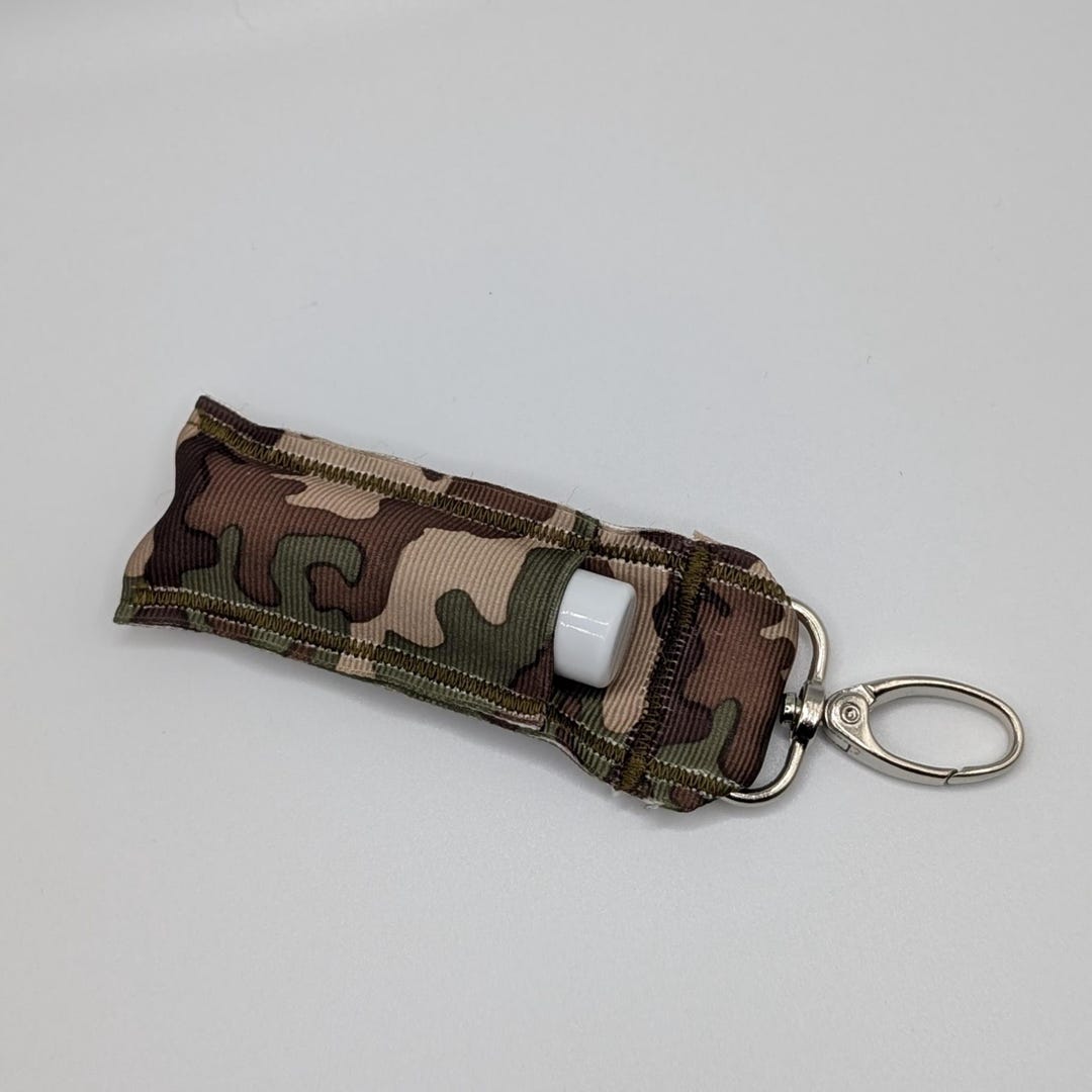 Light Camo Chapstick Holder, Lip Balm Holder, Camouflage Key Chain ...