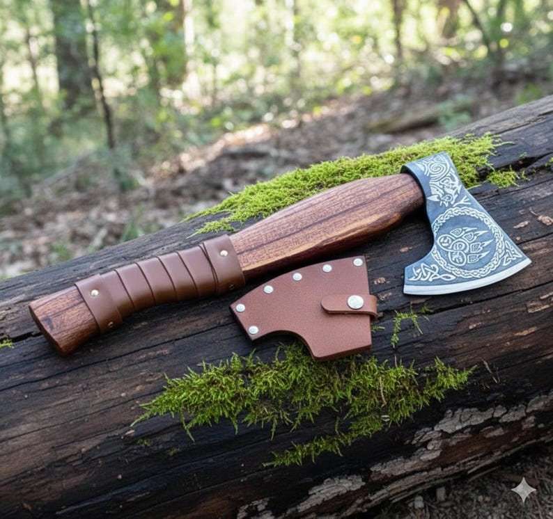 Custom Hand-forged Viking Norse Axe Hatchet | Rustic Norse Decor ...