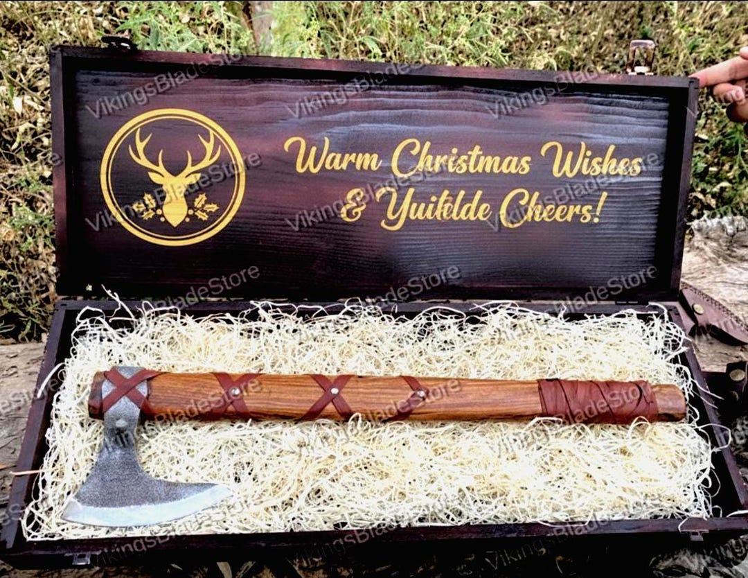 Handmade Ragnar Viking Axe | Personalized Engraved Hatchet With Wooden ...