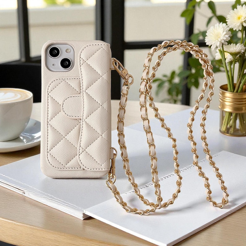 Elegant Quilted Crossbody Phone Case With Strap Faux Leather Card ...