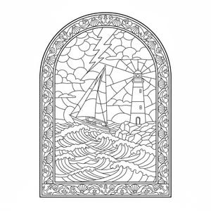 15 PDF Printable Colouring Pages of Lighthouses and Boats for Adults ...