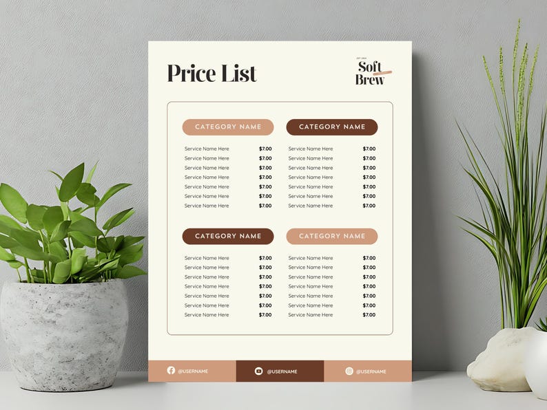 Editable Price List Template Canva | Minimalist Service Menu Design ...