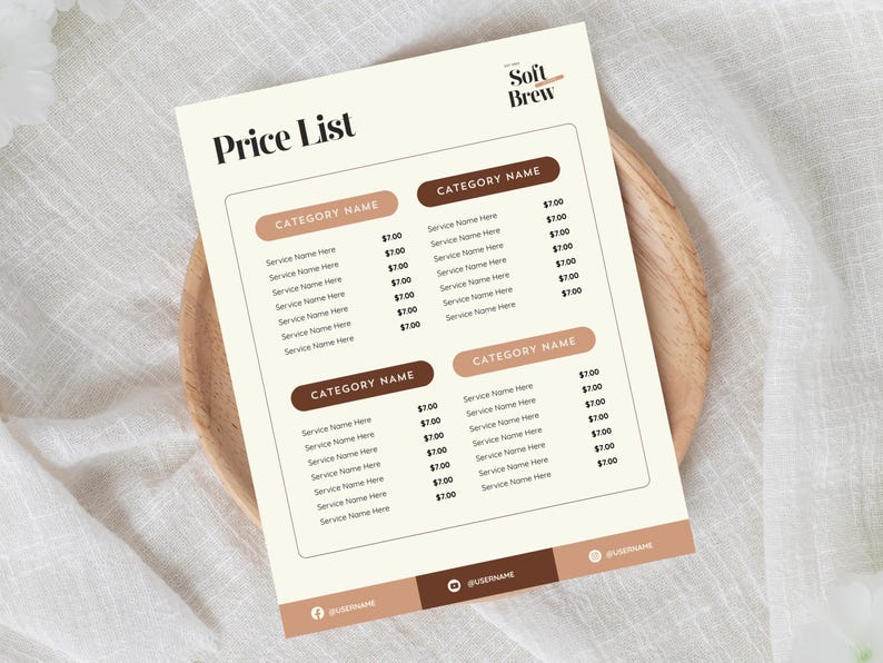 Editable Price List Template Canva | Minimalist Service Menu Design ...