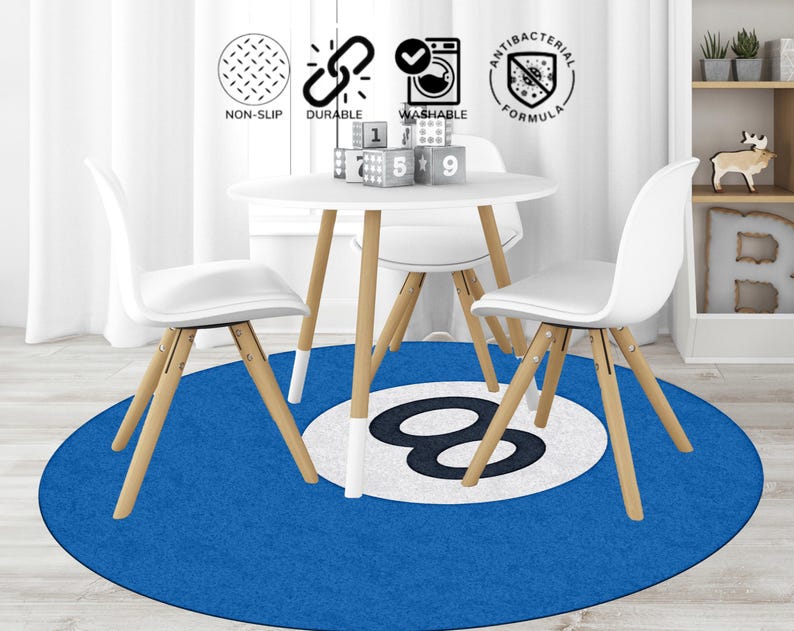 Blue 8 Ball Rug: 8 Ball Billard Round Rug - Etsy