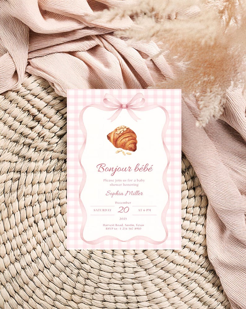 Bonjour Bebe Baby Shower Invitation – Editable Canva Template BJB - Etsy