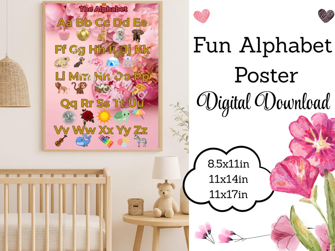 Alphabet Poster: Fun ABC Wall Art, Nursery Decor (digital Download) - Etsy