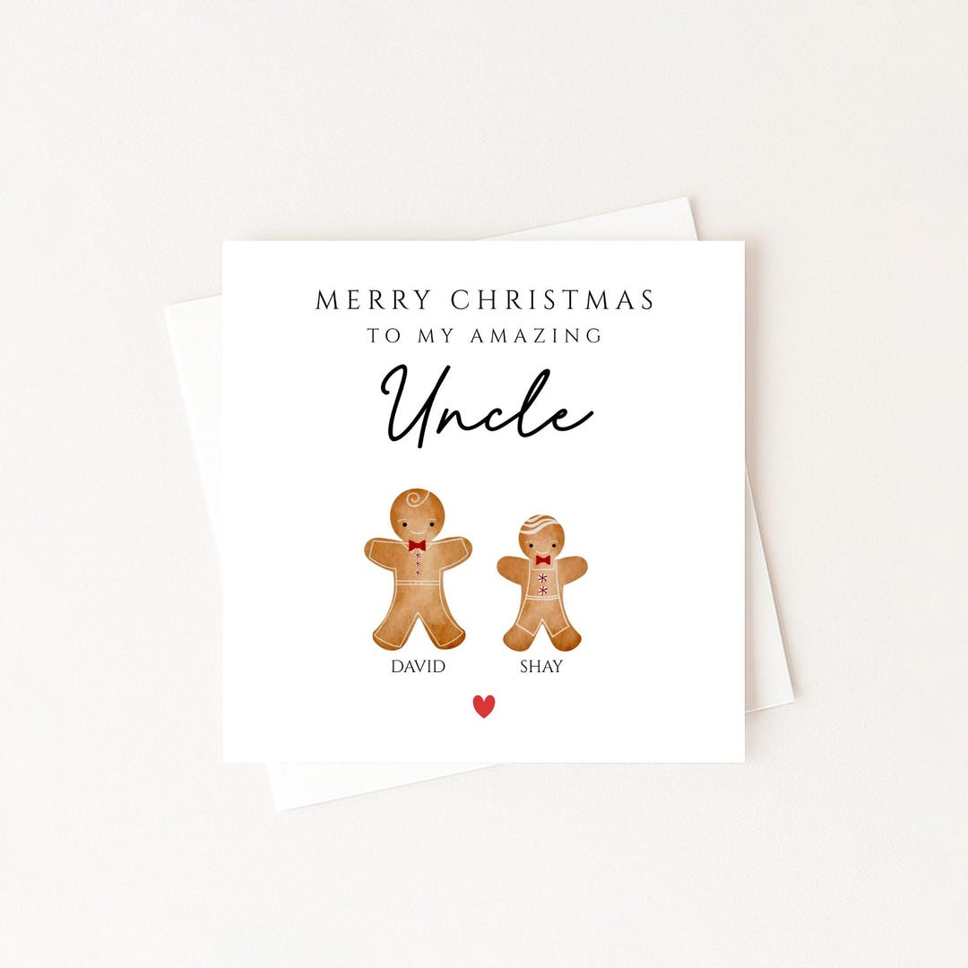 Personalised Christmas Card for Uncle, Amazing Uncle, Gingerbread ...