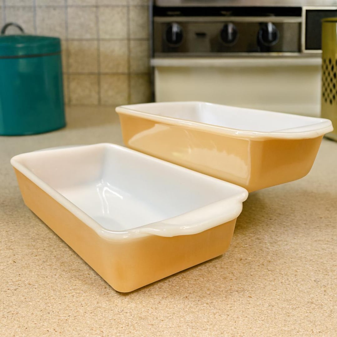 Pair of Vintage Fire-king Peach Luster Loaf Pans – Backward Stamp – 1 ...