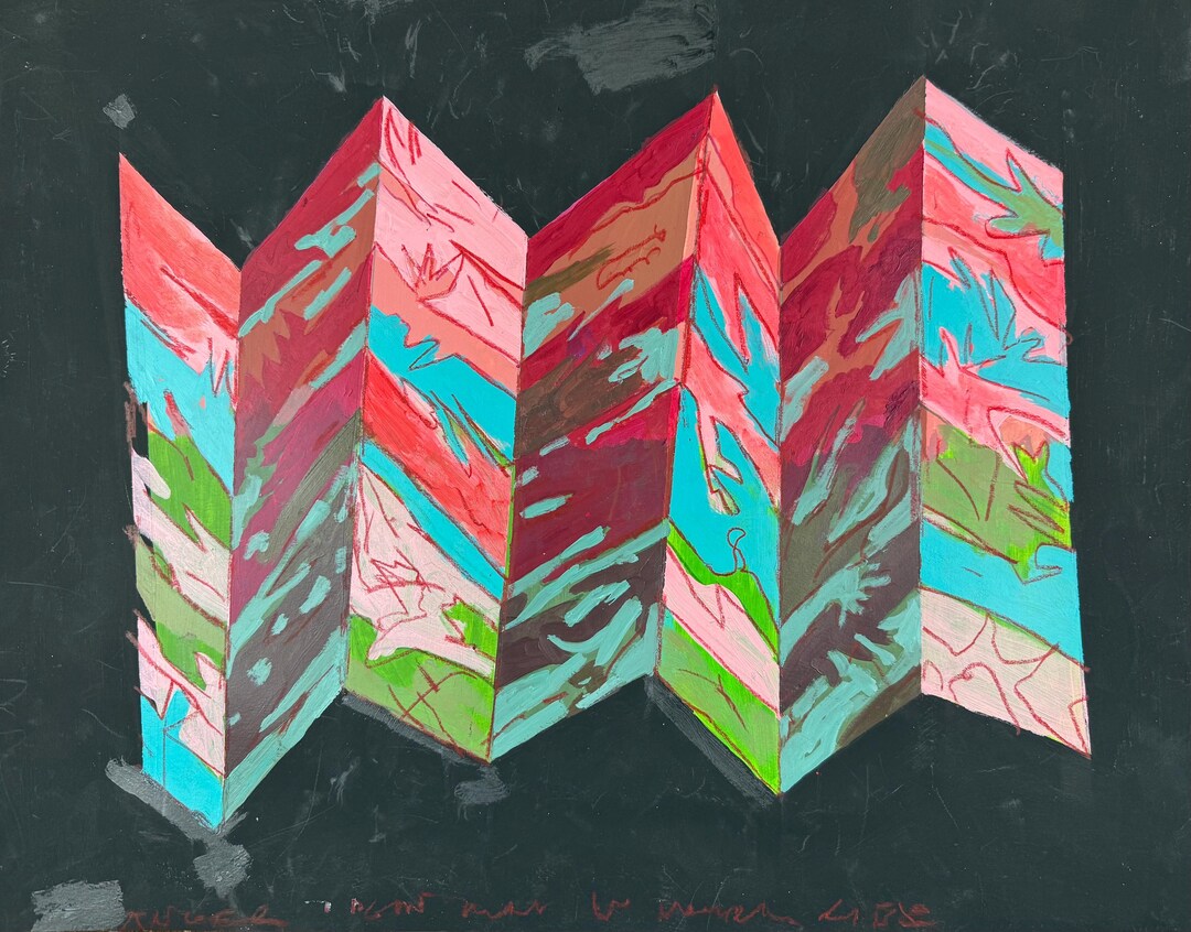 Folded “map” Painting on Paper - Geometric Acrylic - Etsy