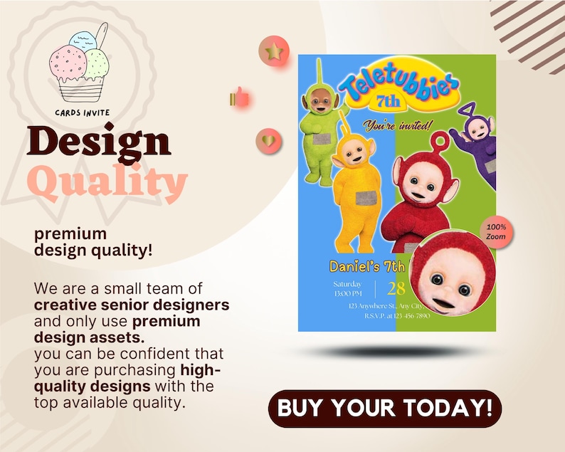 Teletubbies Birthday Invitation Teletubbie Invitation Birthday Tele ...