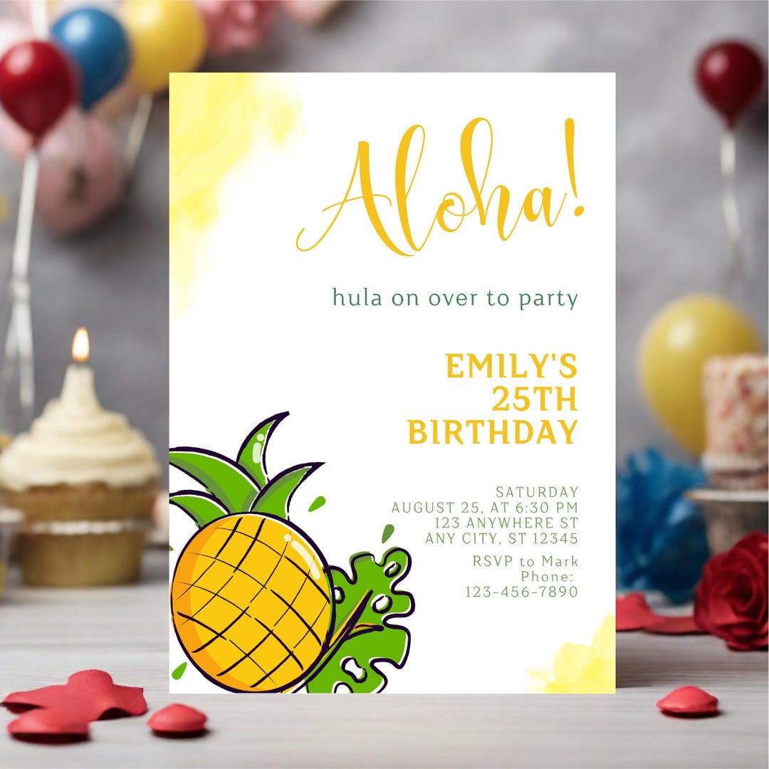 Pineapple Birthday Invitation Editable Splish Splash Birthday Party ...