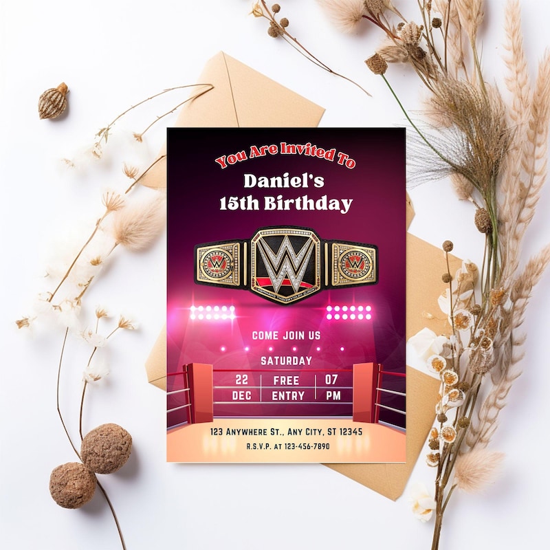 Wwe Birthday Invitations - Etsy