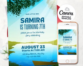 River Tubing Birthday Invitation: Editable Lake Party Template - Etsy