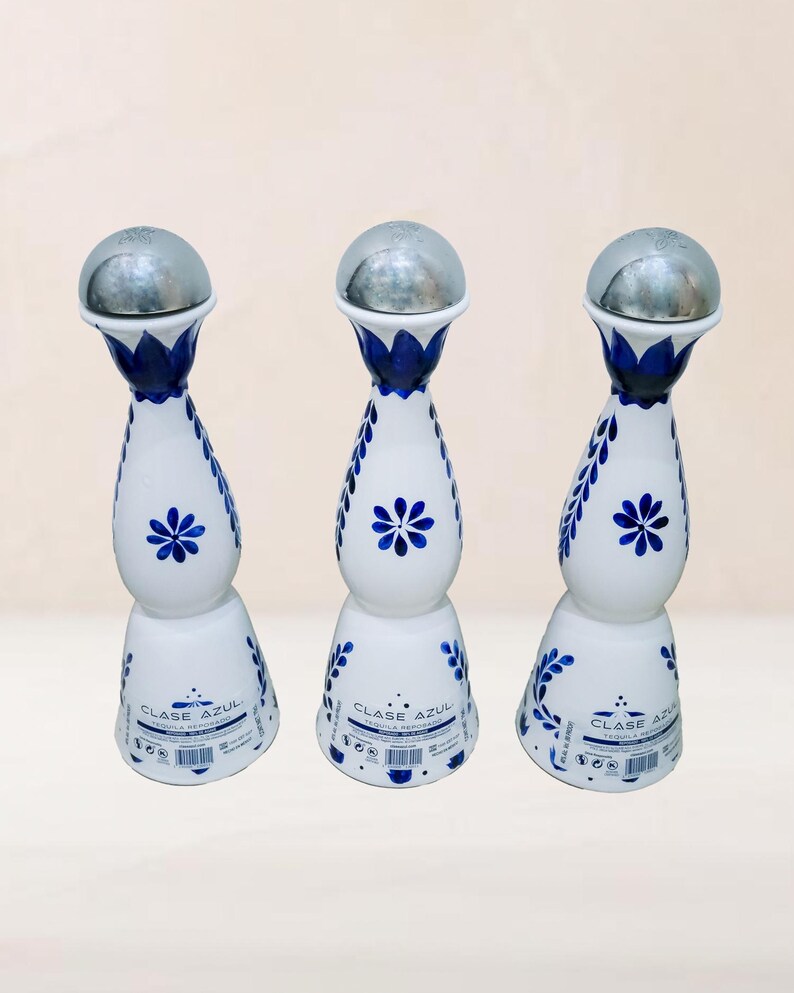 Set of 3 Clase Azul Reposado Tequila Talavera Pottery Ceramic Bottle ...