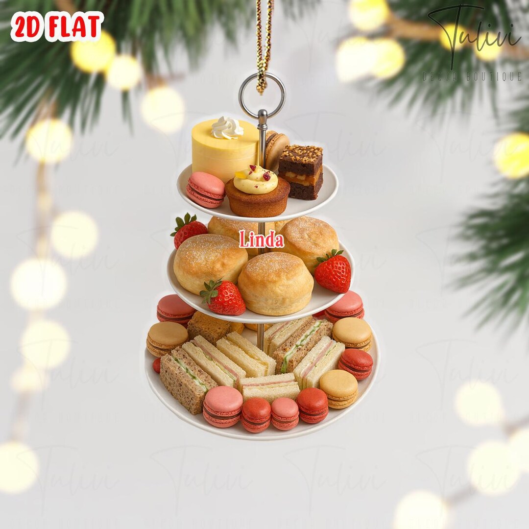 Personalized Afternoon Tea 2D Acrylic Ornament, Tiered Tea-tray, Baking ...