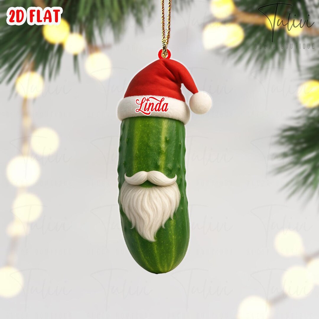Personalized Santa Pickle 2D Acrylic Ornament, Pickles Lover, Christmas ...