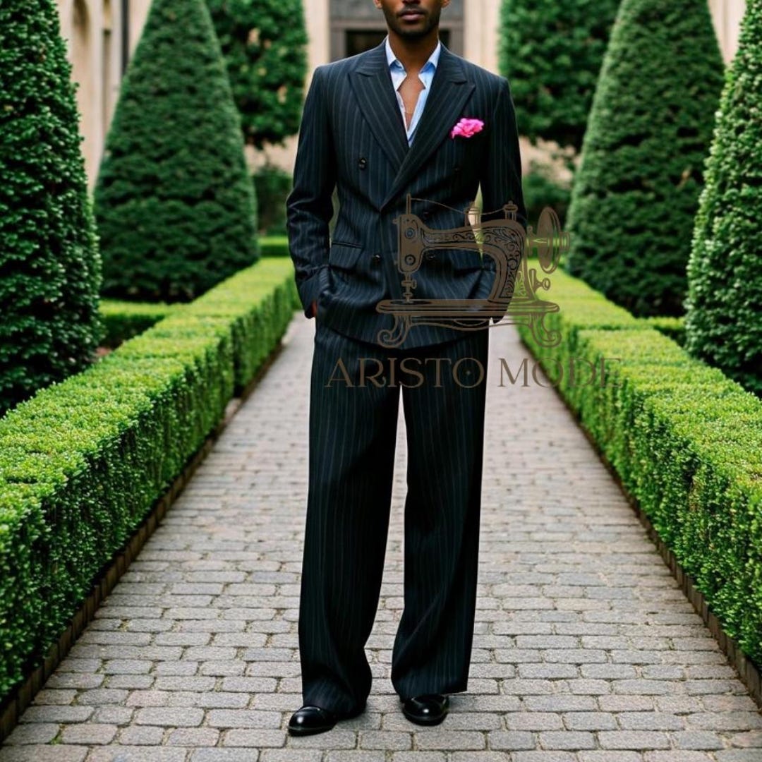 Vintage 50s Men's Pinstripe Suit | Flared Wide-leg Pant, Double ...