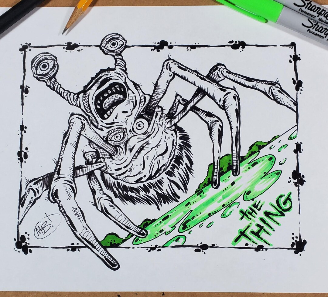 8x10 the Thing Original Drawing - Etsy