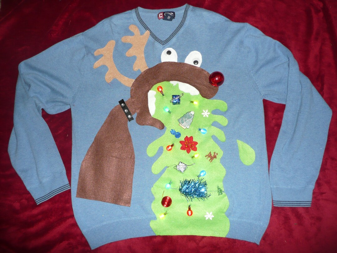 LIGHTS Up Custom Made Naughty Men's Tacky 3D Ugly Christmas Sweater ANY ...