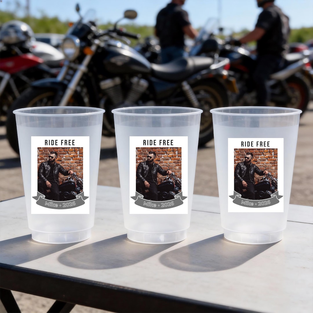 Personalized Biker Photo Frosted Cups, Motorcycle Party Favors - Etsy