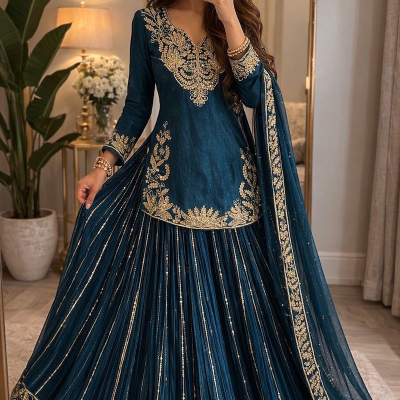 Blue Lehenga Pakistani - Etsy