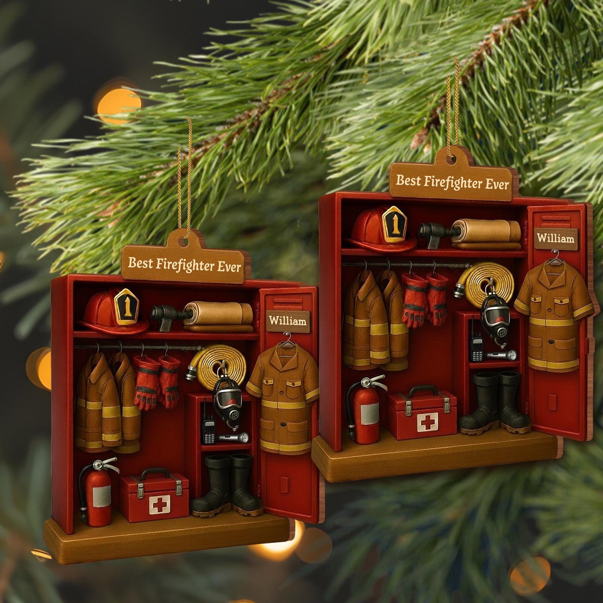 Custom Photo Gifts for Christmas Firefighter Ornament, Custom Wood ...