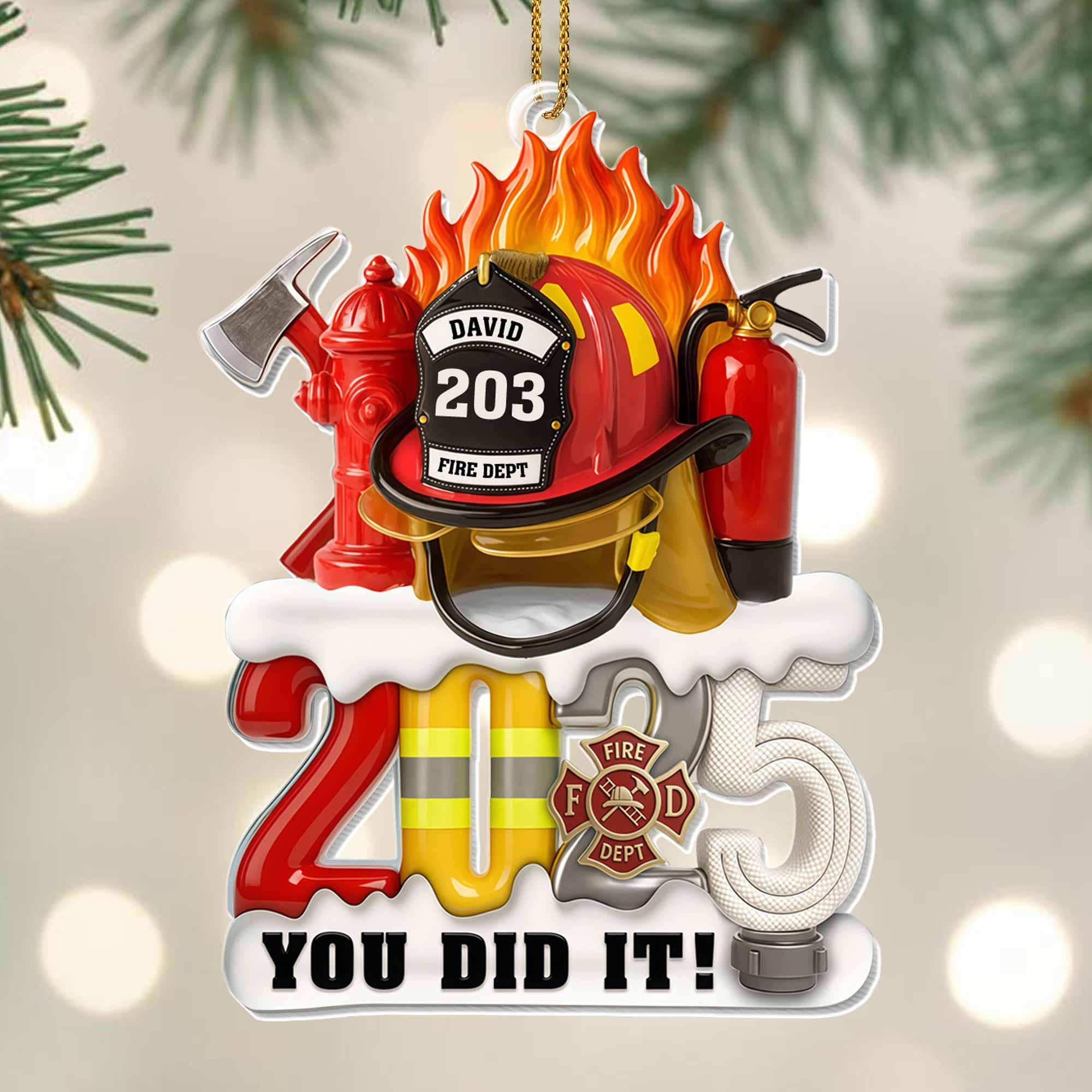 Custom Photo Gifts for Christmas Firefighter Ornament, Custom Wood ...