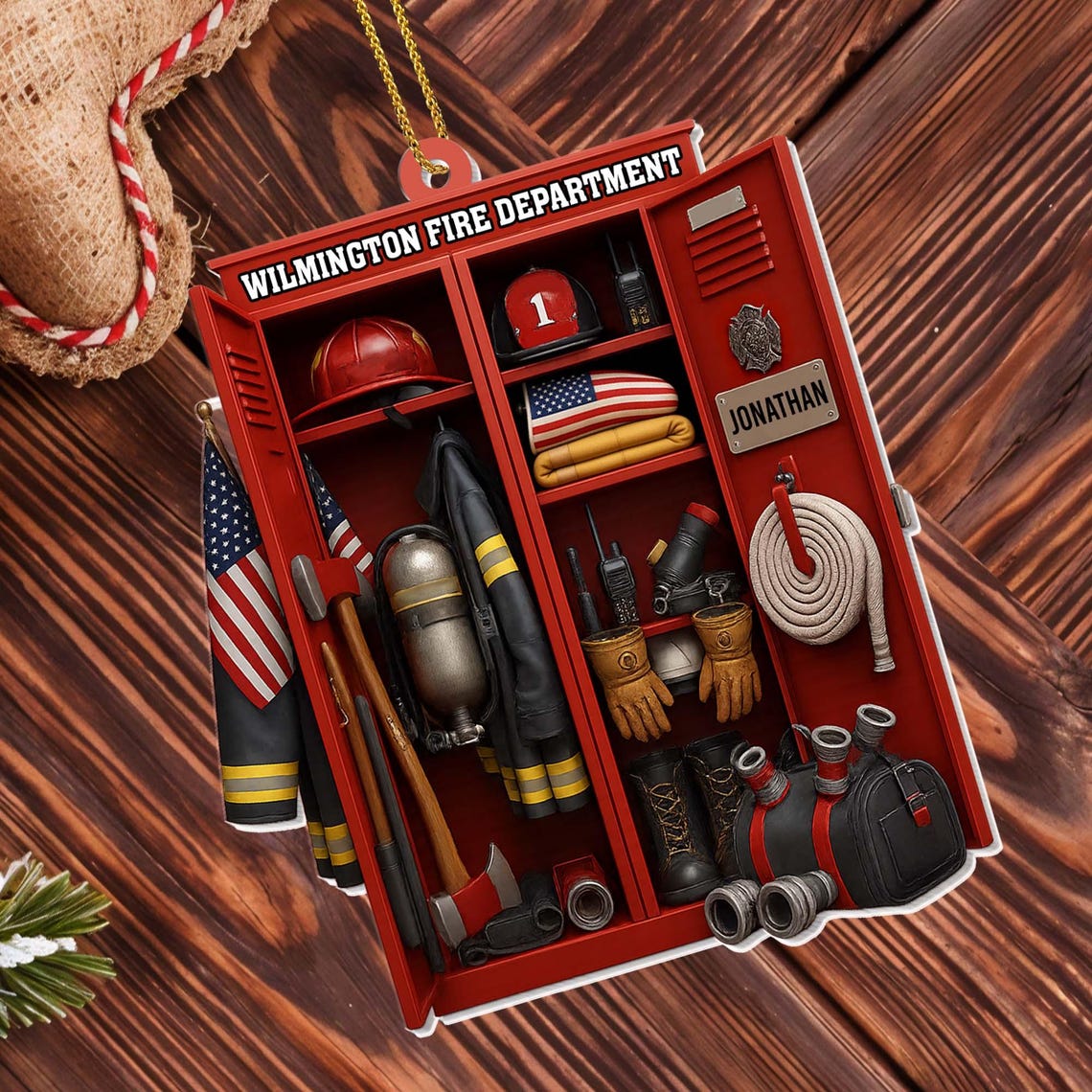 Custom Photo Gifts for Christmas Firefighter Ornament, Custom Wood ...