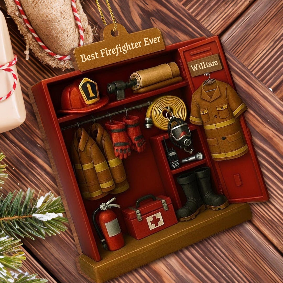 Custom Photo Gifts for Christmas Firefighter Ornament, Custom Wood ...