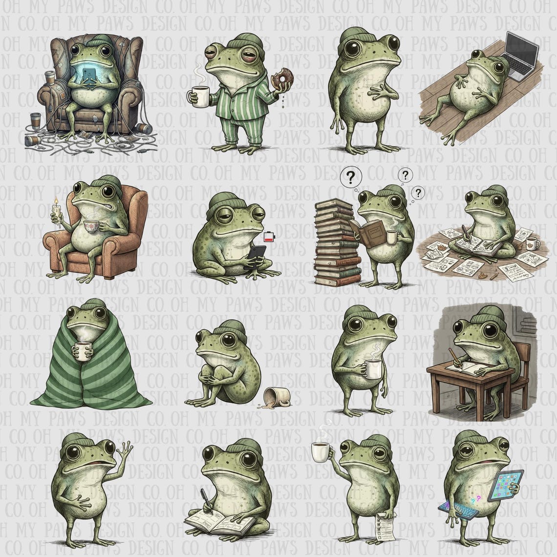 Unhinged Frog Clipart Bundle, 16 Funny Frog PNG Designs, Meme Frog ...