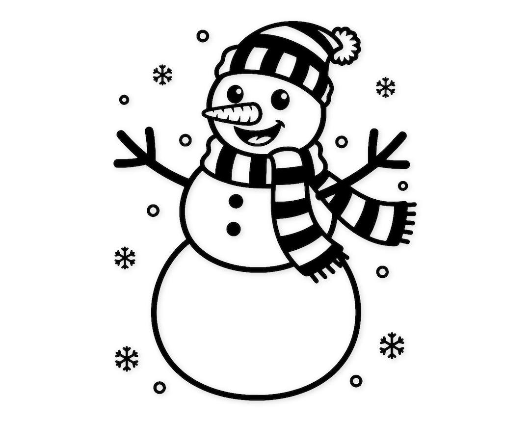 Snowman Scene Svg Png: Bold Clean Outline for Holiday Crafts - Etsy
