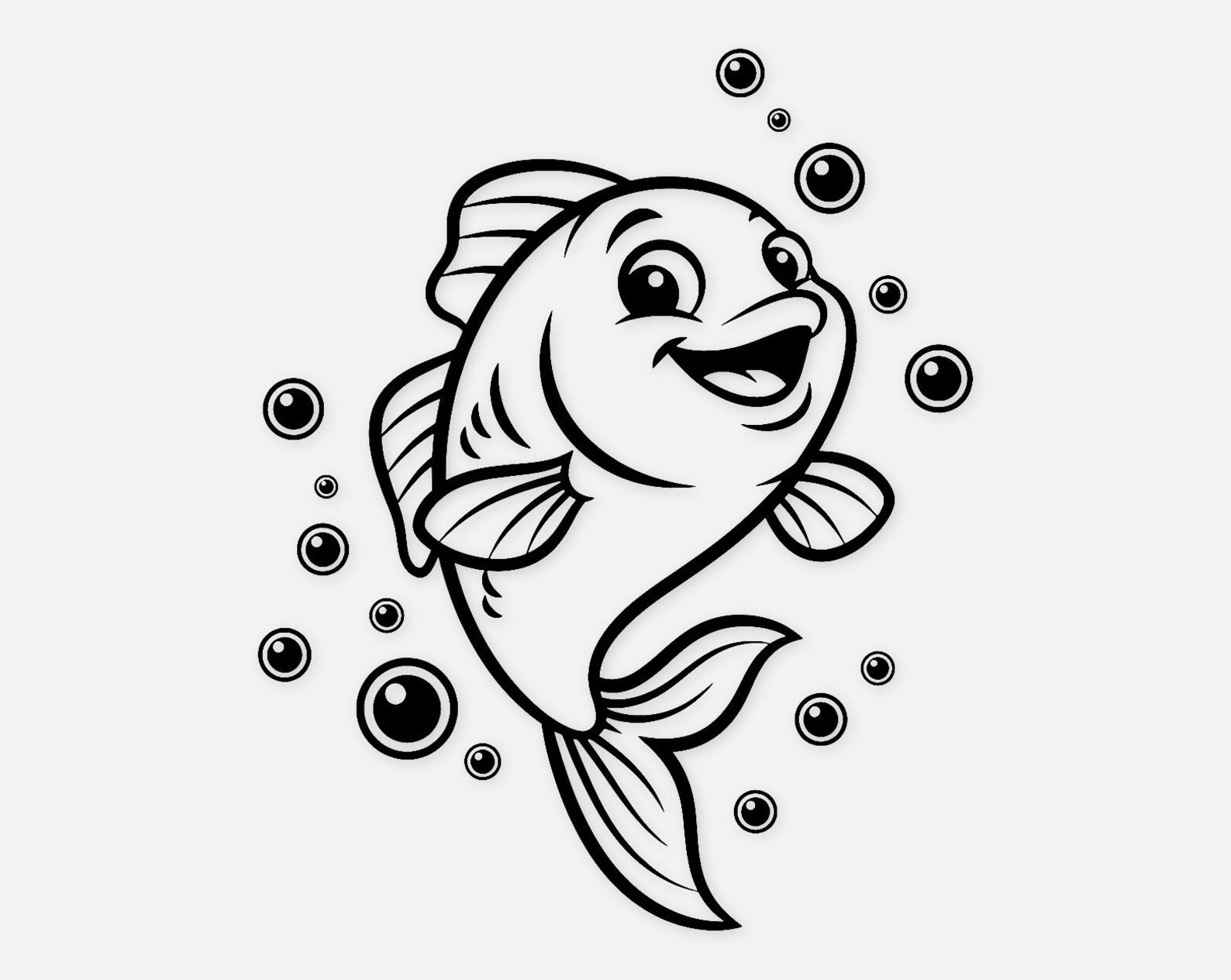 Happy Fish Svg Png: Cut Ready Digital Design for Cricut Silhouette - Etsy