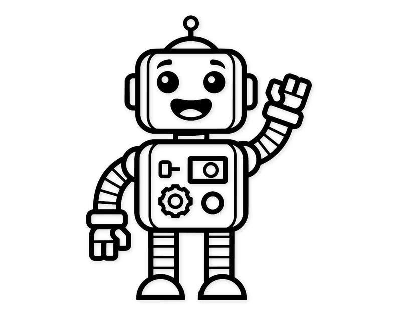 Friendly Robot Svg Png: Cute Character Design for Kids' Crafts - Etsy