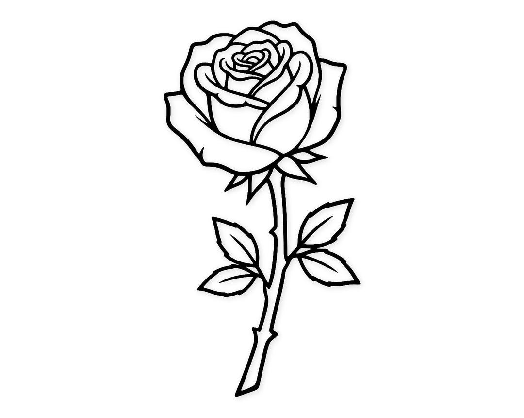 Classic Rose Svg Png: Bold Clean Line Art for Craft Projects - Etsy
